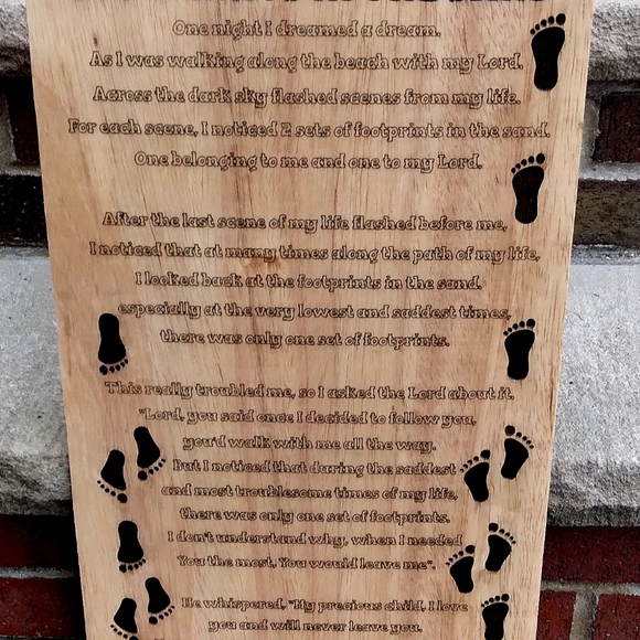 Wall Decor | Laser Engraved Footprints In The Sand Poem On Wood | Poshmark